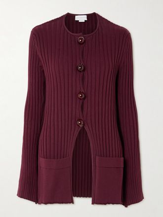 Stella McCartney Cardigan En Coton Biologique Côtelé - Bordeaux