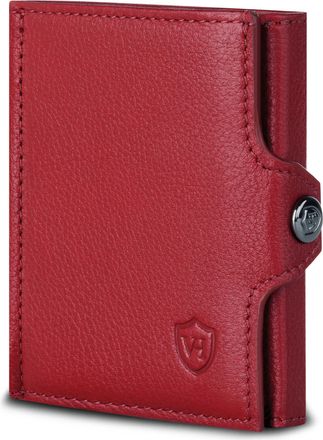 Von Heesen Slim Wallet mit XXL M&uuml;nzfach & RFID-Schutz - Mini Geldb&ouml;rse Herren & Damen - Kartenetui Kreditkartenetui - Portmonee Geldbeutel Portemonnaie klein Rot