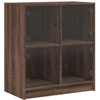 vidaXL Beistellschrank mit Glast&uuml;ren Braun Eichen-Optik 68x37x75,5 cm Vidaxl