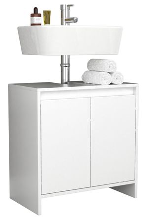 VCM Holz Waschbeckenunterschrank | Badschrank | Ma&szlig;e: H. 60 x B. 58 x T. 33 cm | 2 gro&szlig;e Dreht&uuml;ren ohne Griffe - Malira