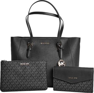 Michael Kors Charlotte Gro&szlig;e 3-in-1 Tote Crossbody Handtasche Leder, Schwarz