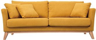 Miliboo OSLO Skandinavisches 3-Sitzer-Sofa mit abnehmbarem Bezug in Senfsamteffekt OSLO