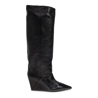 Vic Mati&eacute; Leder Keilabsatzstiefel - - Shoes - Damen - Schwarzk - 38 1/2 EU