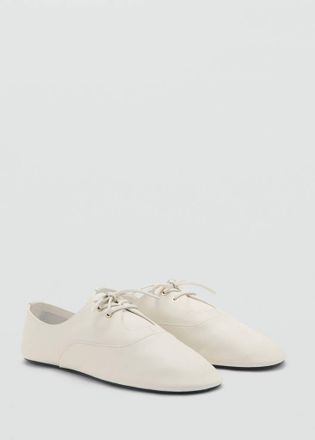 Mango Chaussures lac&eacute;es cuir &eacute;cru - Femme - 36 - MANGO