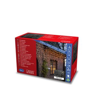 Konstsmide LED Eisregen Lichtervorhang, 400 bernsteinfarbene Dioden, 31V Au&szlig;entrafo, wei&szlig;es Kabel - 2762-802, Wei&szlig;