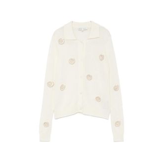 Stine Goya Snail-embellished Polo-collar Cardigan