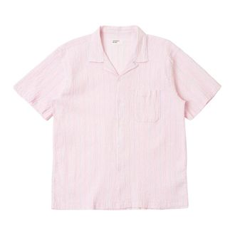 Universal Works Road Shirt Lily Stripe - - Shirts - Herren - Rosa - M