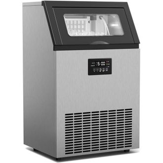 Klarstein Klarstein Glacial Machine &agrave; Gla&ccedil;ons Industrielle - 45 kg/24 h, Compresseur 370 W, Bac 15 kg, Acier Inoxydable, &Eacute;cran LED Multitouch, Auto-Nettoyage