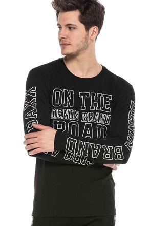 Cipo & Baxx Herren Sweatshirt CL379 Schwarz - Stylischer Pullover im Modernen Streetwear Look mit Rundhals & Print - Bequemer Sweater f&uuml;r Alltag, Freizeit & Party