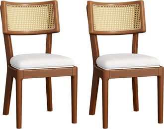 Generic YAIXBNG 2 Esszimmerst&uuml;hle aus Massivholz mit Rattan-R&uuml;ckenlehnen, bequem und atmungsaktiv, geeignet f&uuml;r Esszimmer, Wohnzimmer, Caf&eacute;s, moderner Stil, S