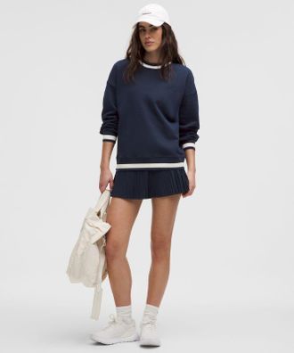 lululemon Perfectly Oversized Ringer-Pullover mit Rundhalsausschnitt für Frauen - Größe XL in Club Blue/Light Ivory