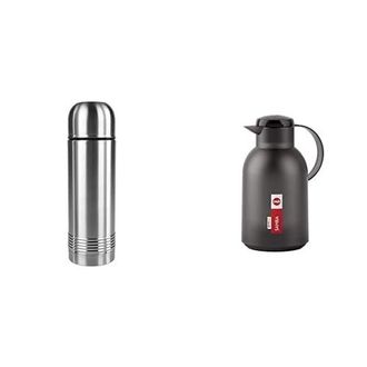Emsa 618101600 Senator Isolierflasche, Thermosflasche, 1000ml, edelstahl & N40119 Samba Isolierkanne |1,5 Liter | Quick Press Verschluss | 12h hei&szlig; und 24h