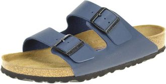 Birkenstock Arizona Leder-Sandalen unisex, Schwarz (Schwarzes Birko-Flor), 8-8.5 Narrow Women/6-6.5 Narrow Men