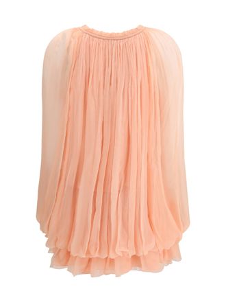 Chlo&eacute; Womens Mini Dress With Cape Silk Muslin Tan Rose