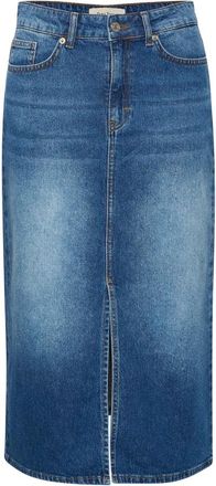 Part Two Femme, Jupes, Bleu, Taille: 46 FR Jupe en Denim Vintage Foncé avec Fente Avant