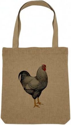 Fabulous Sac Shopping Tote Bag Aspect Lin - Poule Illustration fait Main Dessin France - Sac de Courses Toile Epaisse 360g Beige Naturel Cabas Port&eacute; Epaule Sol