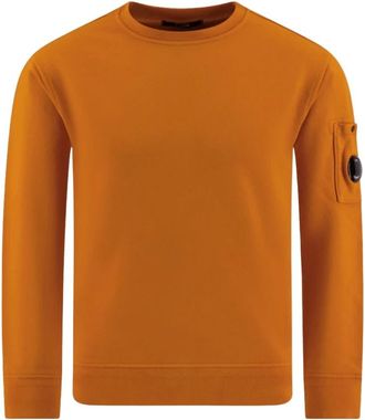 C.P. Company C.p. Company, Homme, Sweatshirts et sweats &agrave; capuche, Orange, Taille: XL Diagonal Raised Fleece Crewneck Lens SweaT-shirt