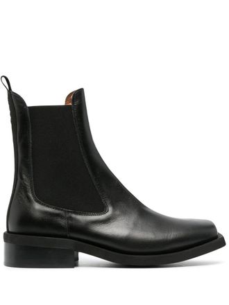 Ganni bottines chelsea en cuir - Noir