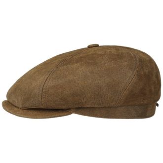 Stetson 6 Panel Flatcap Used-Look Leder Schirmm&uuml;tze braun XXL (62-63 cm)