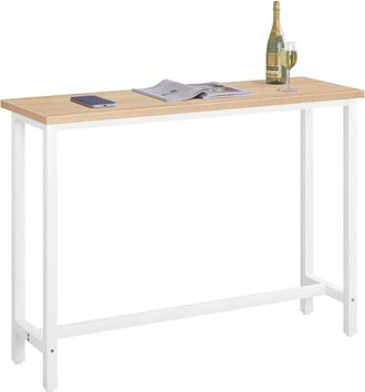 Woltu 1x Bartisch Bistrotisch Stehtisch Esstisch, Metallgestell, Tischplatte aus MDF, Helle Eiche, 140x100x40cm(BxHxT)