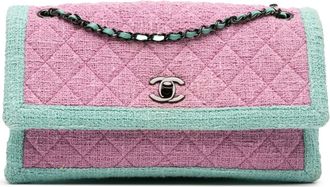 Chanel Hobo Bags - CC Quilted Bicolor Tweed Flap - Gr. unisize - in Gold - f&uuml;r Damen