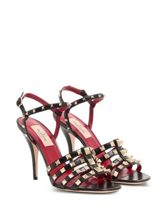 Valentino Garavani Studded Kidskin Leather Sandal Heel - Black