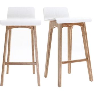 Miliboo Miliboo - Tabourets de bar scandinaves bois clair et blanc H65 cm (lot de 2) baltik