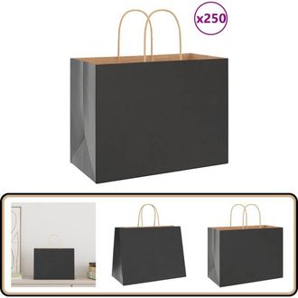 vidaXL Vidaxl - Papiertragetaschen 250 Stk. mit Henkeln Schwarz 32x17x25 cm