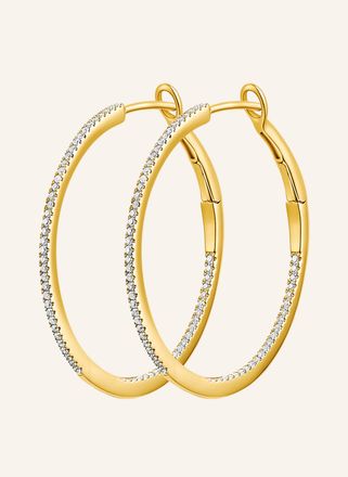 Leaf Creolen Circle M Aus 18 Karat Gelbgold Mit Diamanten gold