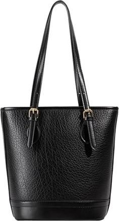 Generic Sac &agrave; main en cuir de grande capacit&eacute; avec fermeture &eacute;clair et boucle de ceinture pour femme, Noir, Taille unique