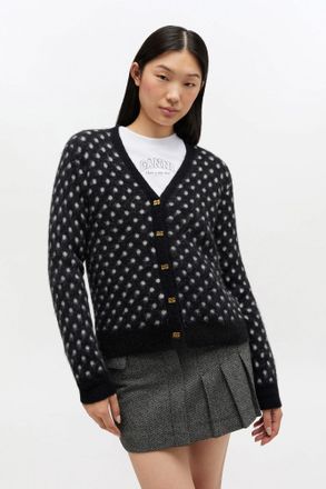 Ganni Cardigan bross&eacute; &agrave; pois Noir - Pour Femme