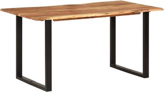 Generic Akazienholz Massiv Esstisch, Industrial Baumkante, Baumstamm, Esszimmertisch, K&uuml;chentisch, Speisetisch, Tisch Esszimmer, K&uuml;che (Schwarz 180x90x76cm) (