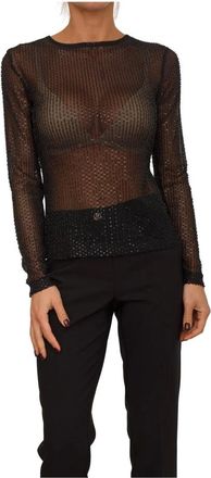 Fracomina Femme, Blouses et Chemises, Noir, Taille: 42 FR Blouse Coupe Standard avec Sequins