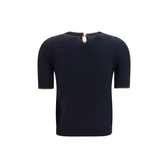 Max Mara Womens Blue Silk T-Shirt