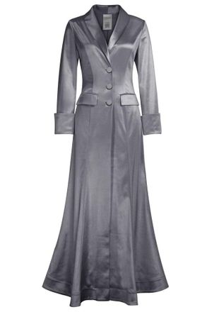 Chic Star Damen-Maxi-Mantel aus Satin, silber, Groß
