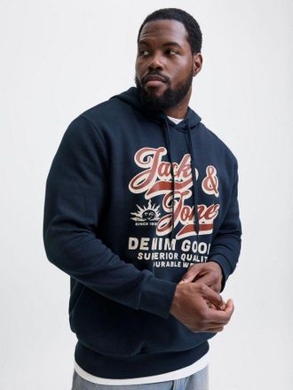 Jack & Jones Plus Size Hoodie JJELOGO SWEAT HOOD 2 COL 24/25 NOOS PLS mit Logo Frontprint