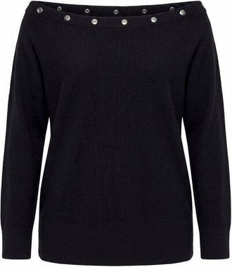 Ulla Popken Strickpullover Pullover U-Boot-Ausschnitt Fledermaus-Langarm