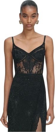 Self Portrait Femme, Tops, Noir, Taille: 36 FR Lace Strappy Top