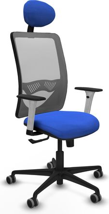 Piqueras y Crespo Telearbeitsstuhl Zulema mit wei&szlig;en und schwarzen Armlehnen, h&ouml;henverstellbarer Lendenwirbelst&uuml;tze und festem Kopfteil, ausgestattet mit 3 Positionen, 