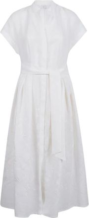 Eleventy Femme, Robes, Blanc, Taille: 38 FR Embroidered Chemisier Dress