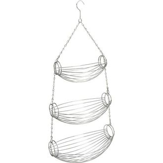 Kitchen Fun H&auml;ngekorb mit 3 K&ouml;rben Obstkorb Etagere Metall Chrom - H70cm