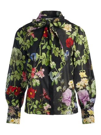 Alice & Olivia Lloyd Hemd mit Blumen-Print - Schwarz