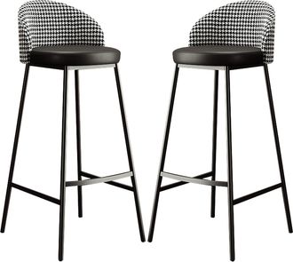 Generic Barhocker, Barhocker in Tresenh&ouml;he aus Kunstleder mit niedriger R&uuml;ckenlehne und Fu&szlig;st&uuml;tze, K&uuml;cheninsel-Barhocker, einfache Montage, 66/76 cm