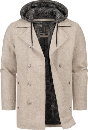 Indicode Herren Cliff Kurzmantel mit Stehkragen | Wollmantel Herrenmantel Mantel Greige, XXL