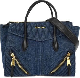 Miu Miu 2010s Biker Tote Bag mit Rei&szlig;verschluss - Blau