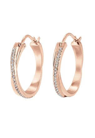 Elli Ohrringe Damen Verschlungene Creolem mit Kristalle in 925 Sterling Silber ros&eacute; vergoldet