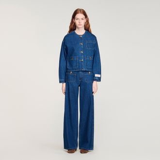 Sandro Blouson denim &agrave; boutons fantaisie