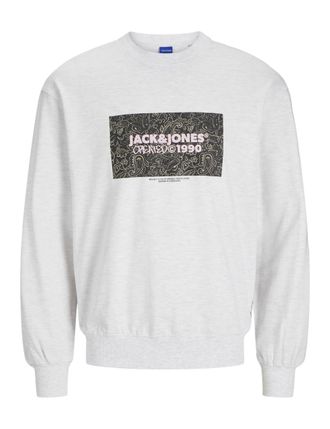 Jack & Jones Herren Jorbushwick Box Sweat Crew Neck Sweatshirt, Bright White/Detail:melange,S