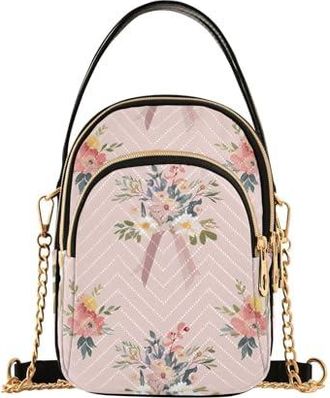 Mnsruu Sac à bandoulière pour femme avec motif de fleurs, noeuds roses, sac à main, petit sac à bandoulière avec sangle réglable