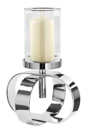 Fink GORDEN Stumpenkerzenhalter Aluminium, vernickelt silberfarben Gr&ouml;&szlig;e: H&ouml;he: 19cm, Durchmesser: 26cm, 158024, 19 x 26 cm